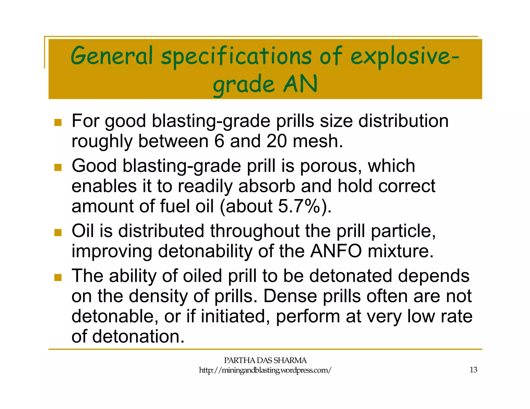 ANFO, Emulsion and Heavy ANFO blends - Useful explosive and blasting ...