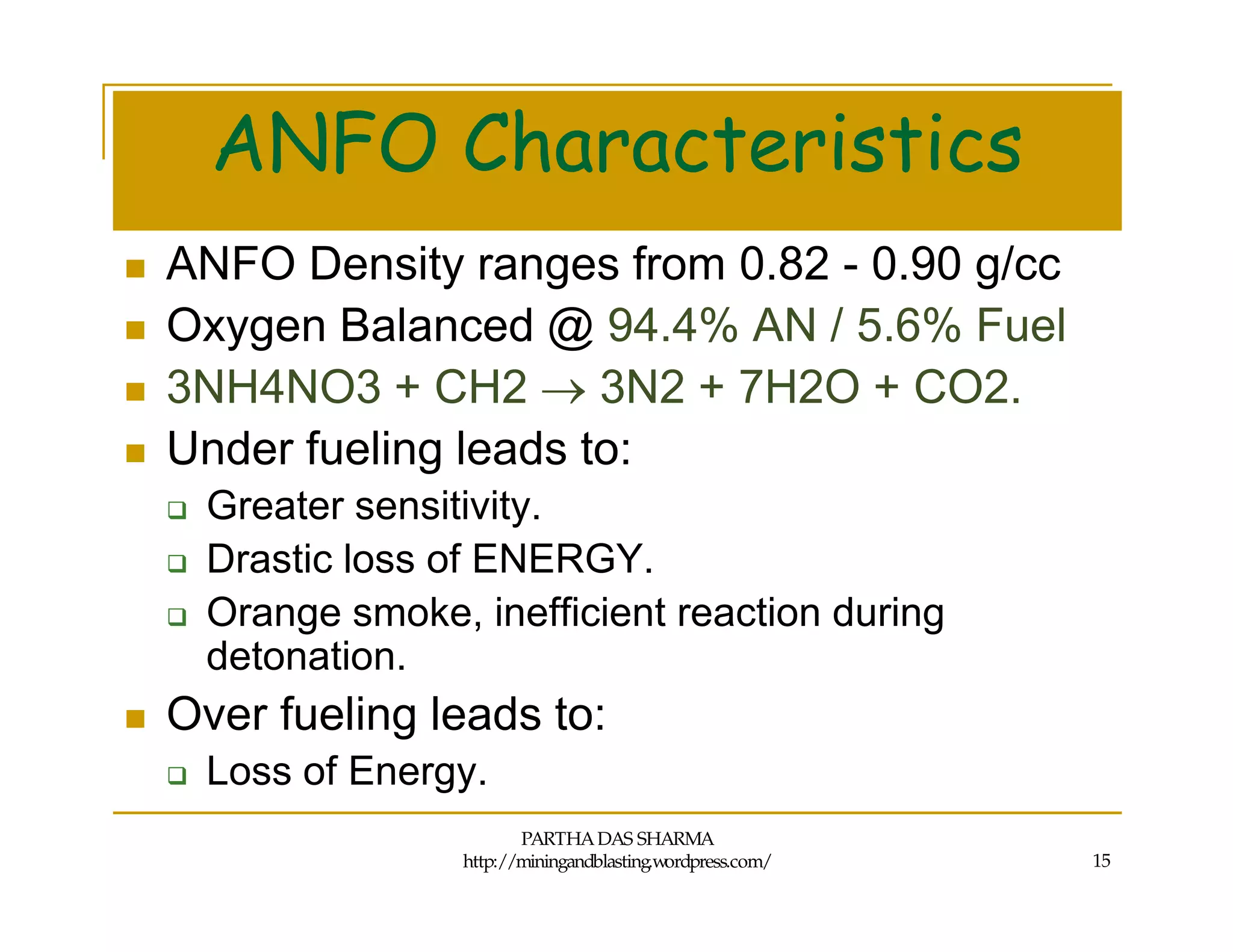 ANFO, Emulsion and Heavy ANFO blends - Useful explosive and blasting ...