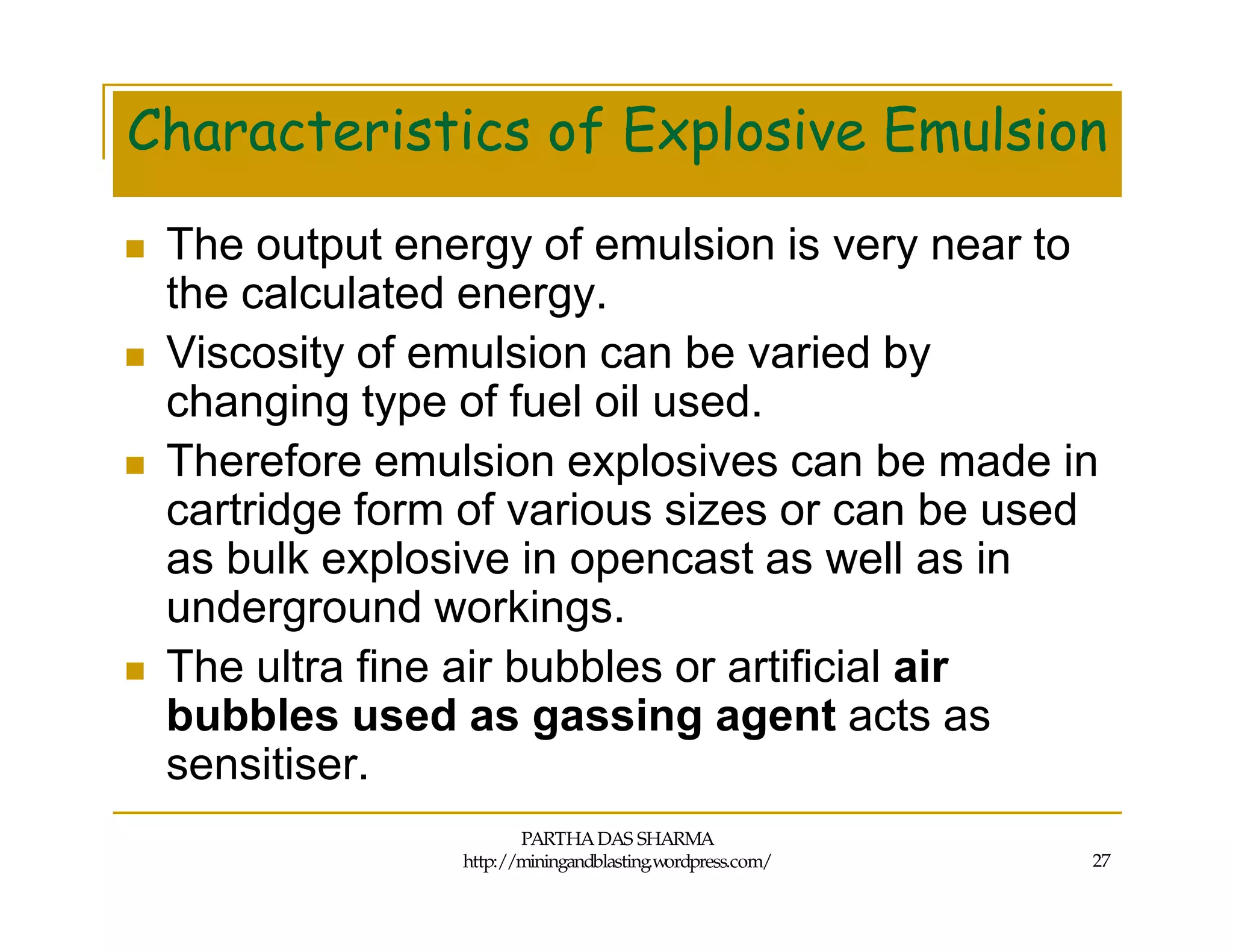 ANFO, Emulsion and Heavy ANFO blends - Useful explosive and blasting ...