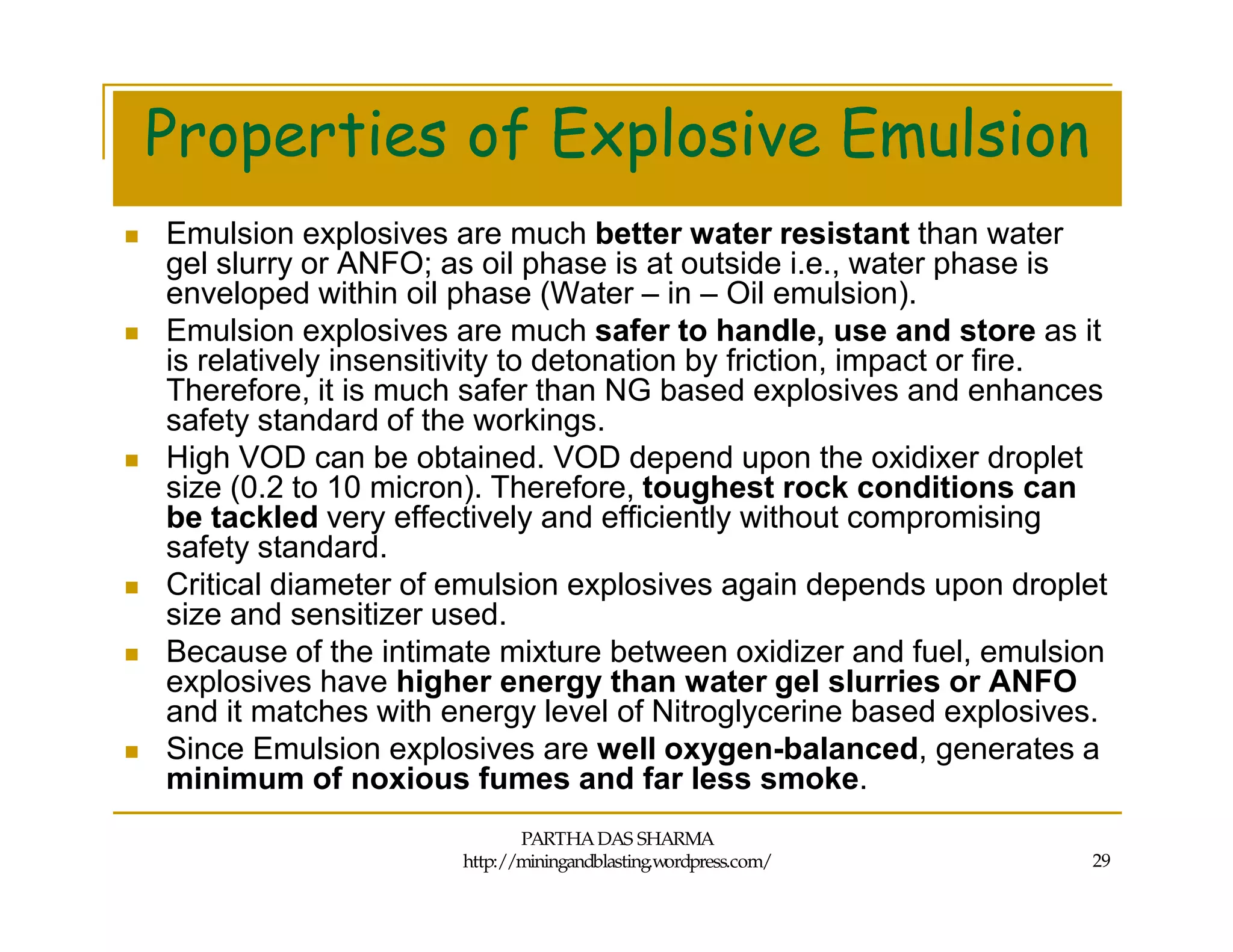 ANFO, Emulsion and Heavy ANFO blends - Useful explosive and blasting ...