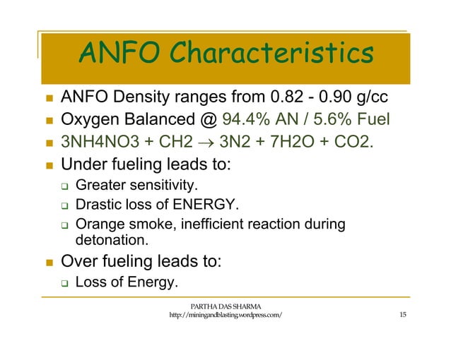 ANFO, Emulsion and Heavy ANFO blends - Useful explosive and blasting ...
