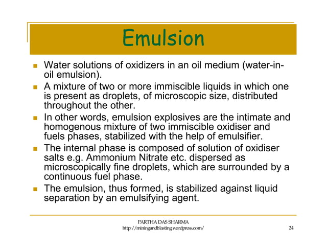 ANFO, Emulsion and Heavy ANFO blends - Useful explosive and blasting ...