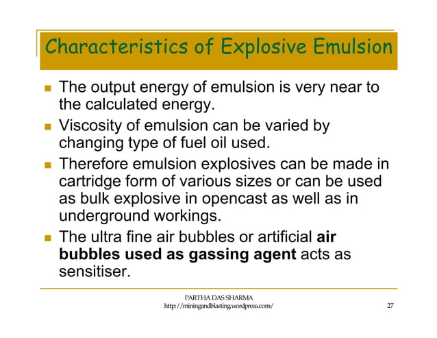 ANFO, Emulsion and Heavy ANFO blends - Useful explosive and blasting ...