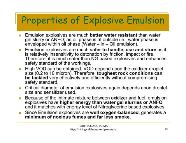 ANFO, Emulsion and Heavy ANFO blends - Useful explosive and blasting ...
