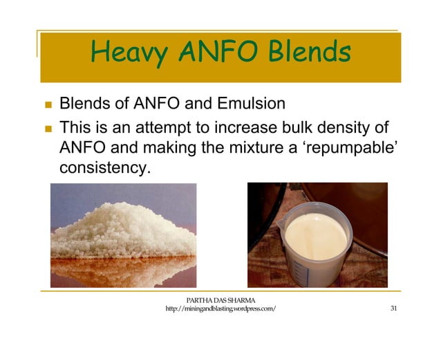 ANFO, Emulsion and Heavy ANFO blends - Useful explosive and blasting ...