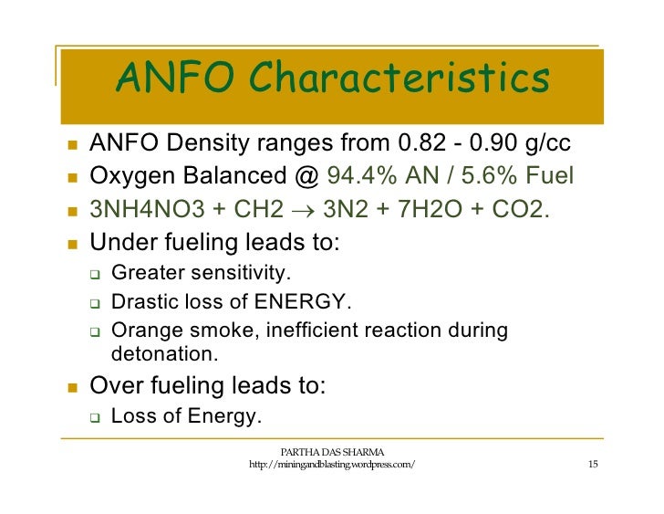 ANFO, Emulsion and Heavy ANFO blends - Useful explosive and blasting