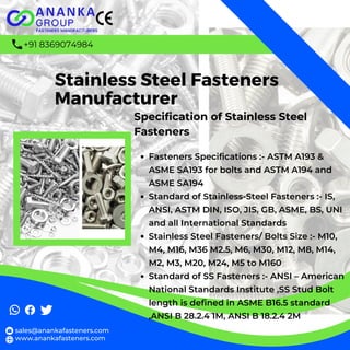 Bolts | SS Fasteners | Eye Bolt | Nuts | Screw | Fasteners Manufacturer ...