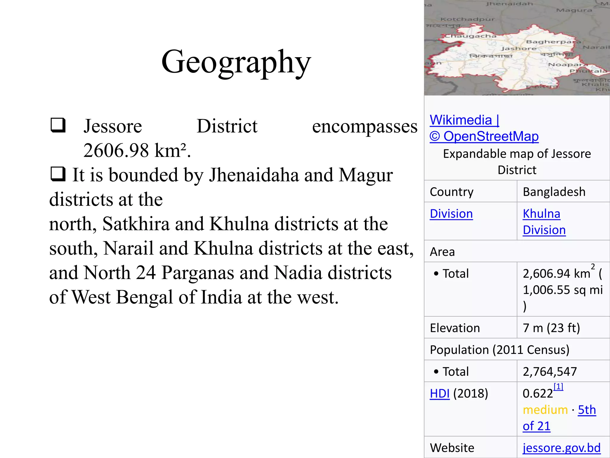 Presentation about Jessore District | PPTX