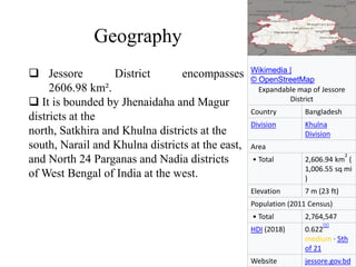 Presentation about Jessore District | PPTX