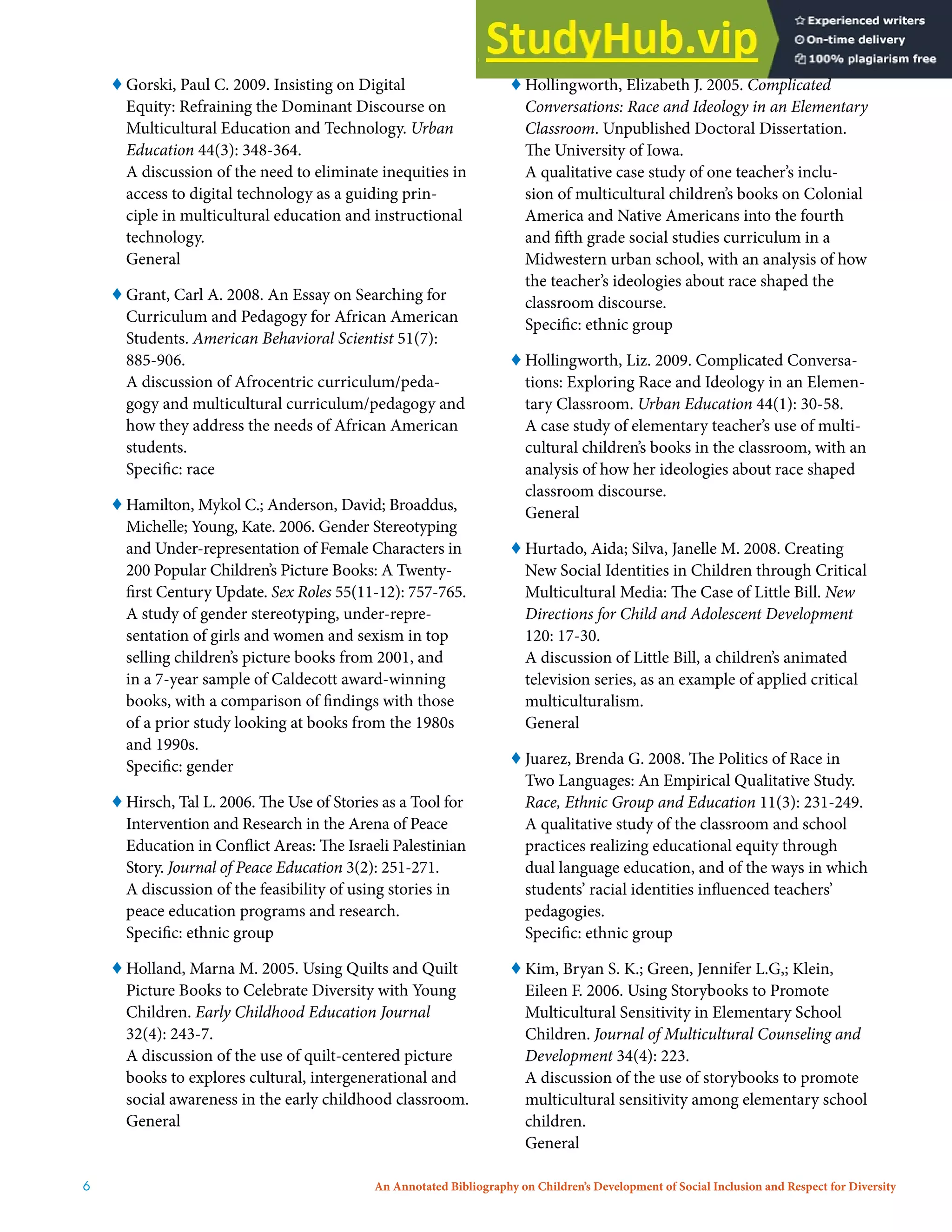 An Annotated Bibliography On Children S Development Of Social Inclusion ...