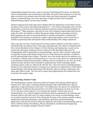 A Nanotechnology Summer Camp For High School Students Activities Design ...