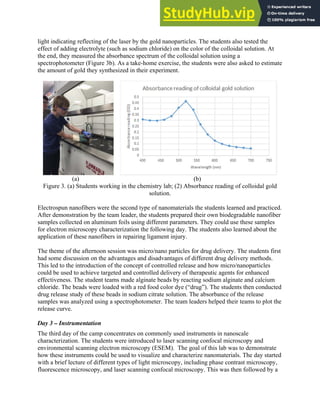 A Nanotechnology Summer Camp For High School Students Activities Design ...