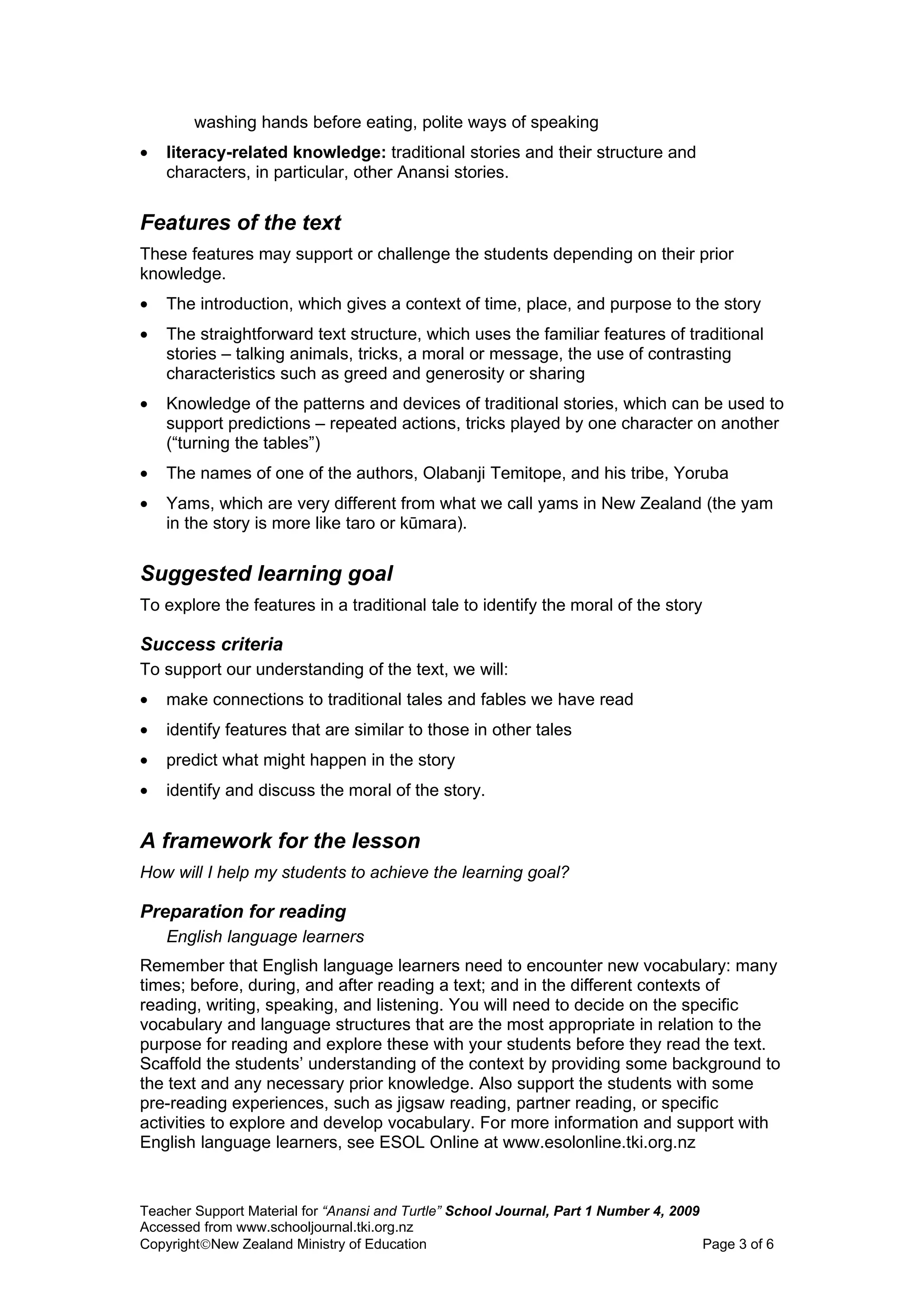 Anansi and turtle | DOC | Homework and Study | Education