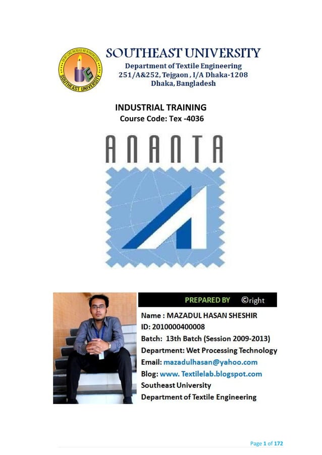 Industrial Attachment of Ananta group | PDF | Apparel Industry | Industries