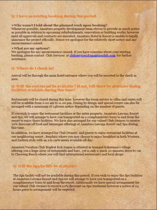 Anantara Bophut Koh Samui refurbishment notice | PPTX