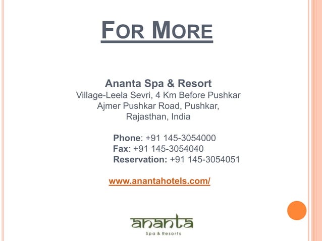 Ananta spa & resort pushkar mudra the spa | PPTX