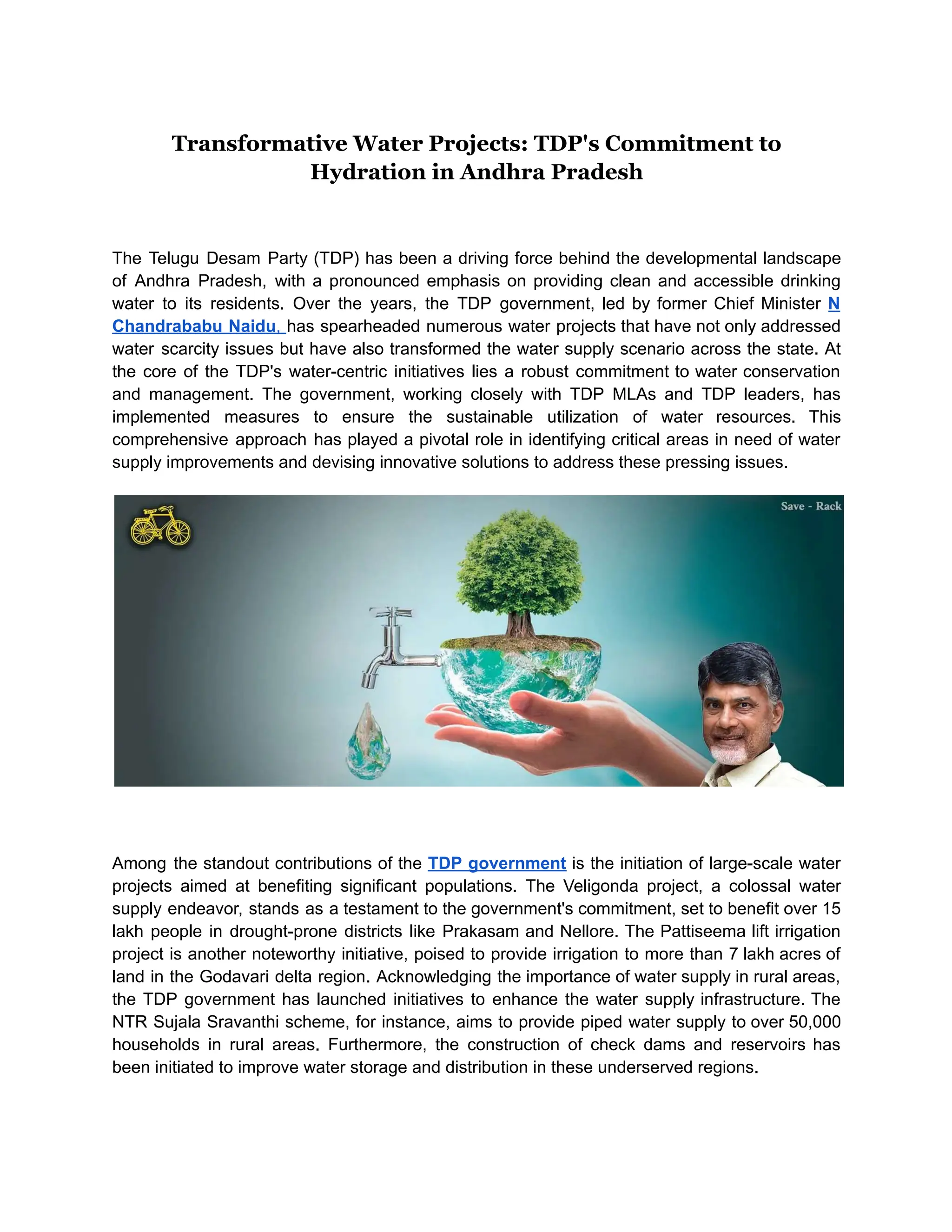 Transformative Water Projects: TDP's Commitment to Hydration in Andhra ...