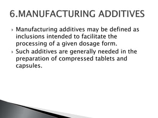 DOSAGE FORMS AND ADDITIVES | PPTX