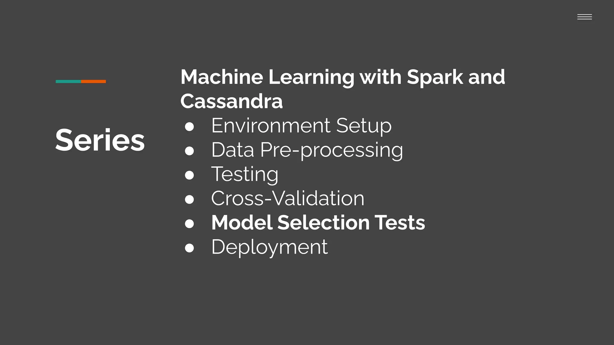 Machine Learning With Spark And Cassandra Model Selection Tests Ppt