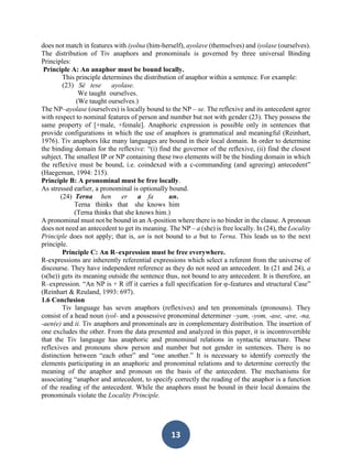 Anaphors and Pronominals in Tiv: Government-Binding Approach | PDF