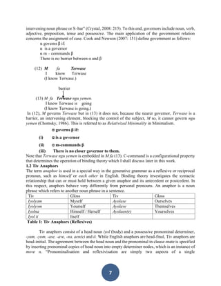 Anaphors and Pronominals in Tiv: Government-Binding Approach | PDF