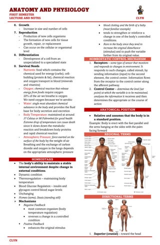 Anatomy and Physiology Reviewer Lesson 1 | PDF