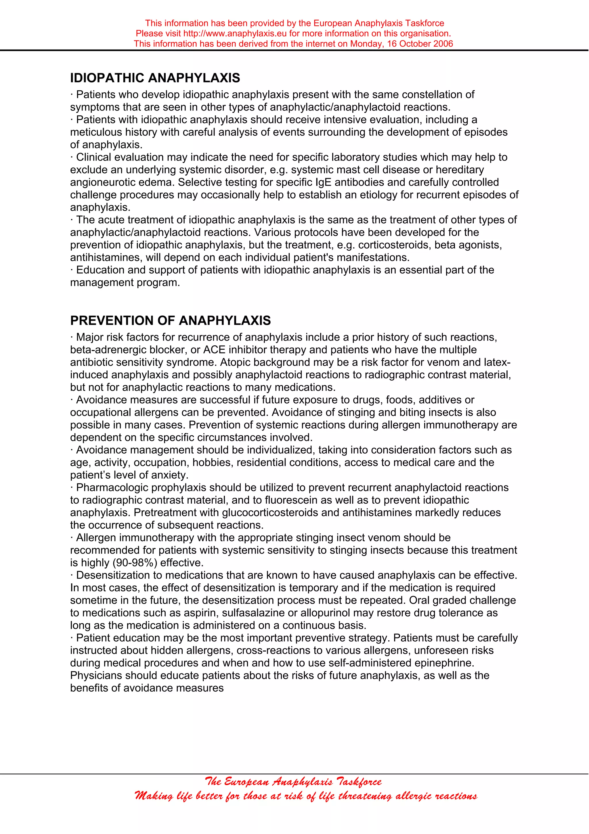 Anaphylaxis and anaphylactoid reactions doc | PDF