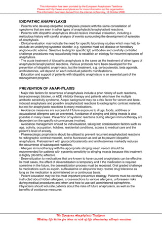 Anaphylaxis and anaphylactoid reactions doc | PDF