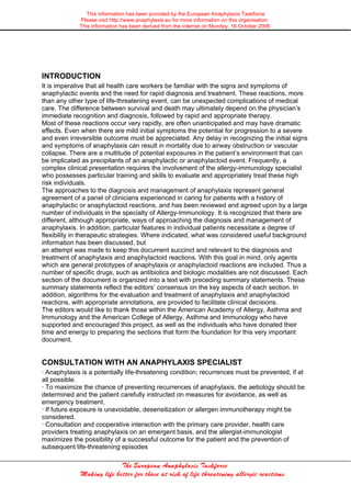 Anaphylaxis and anaphylactoid reactions doc | PDF