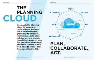 The Anaplan planning cloud is for Sales, Finance, and Operations. | PDF