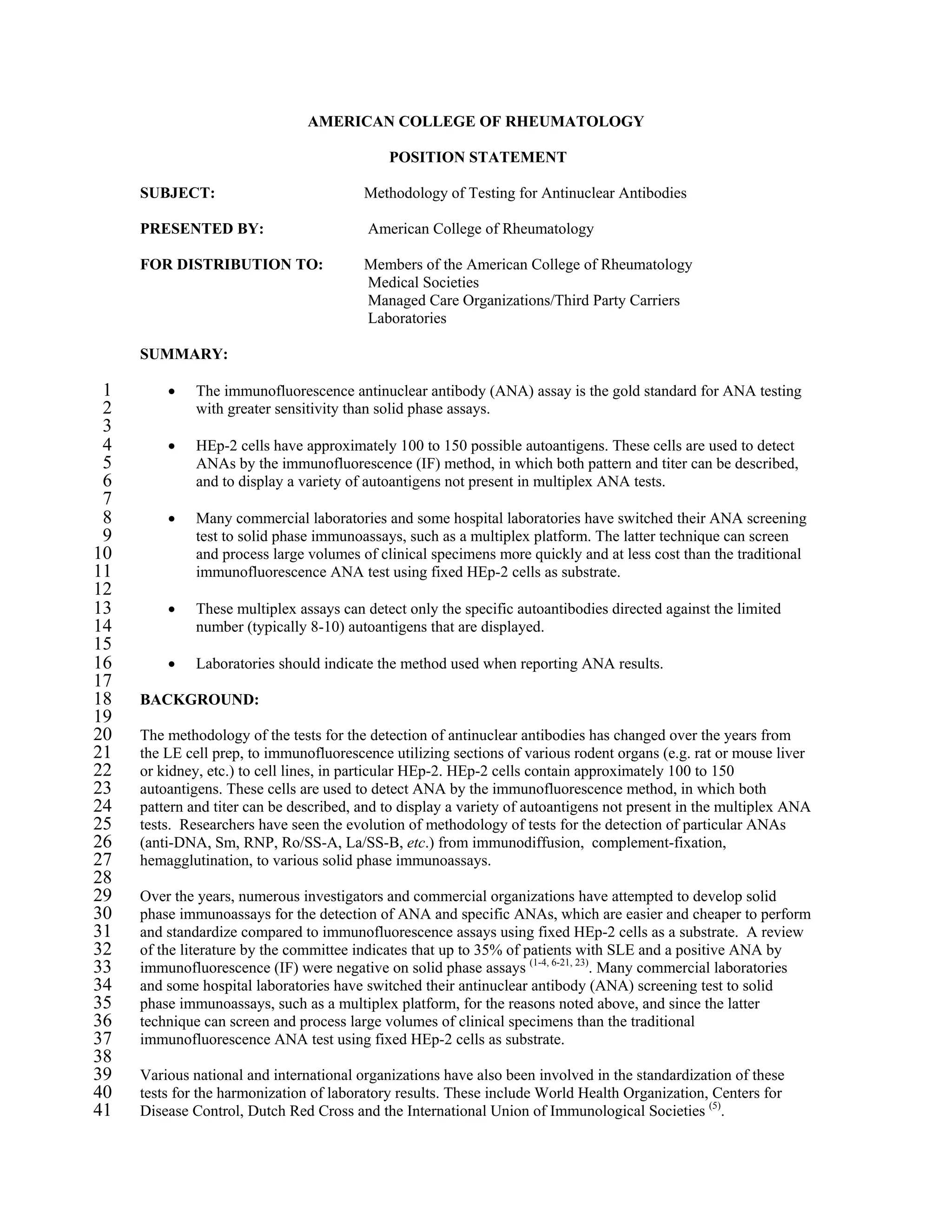 Ana Position Statement | PDF