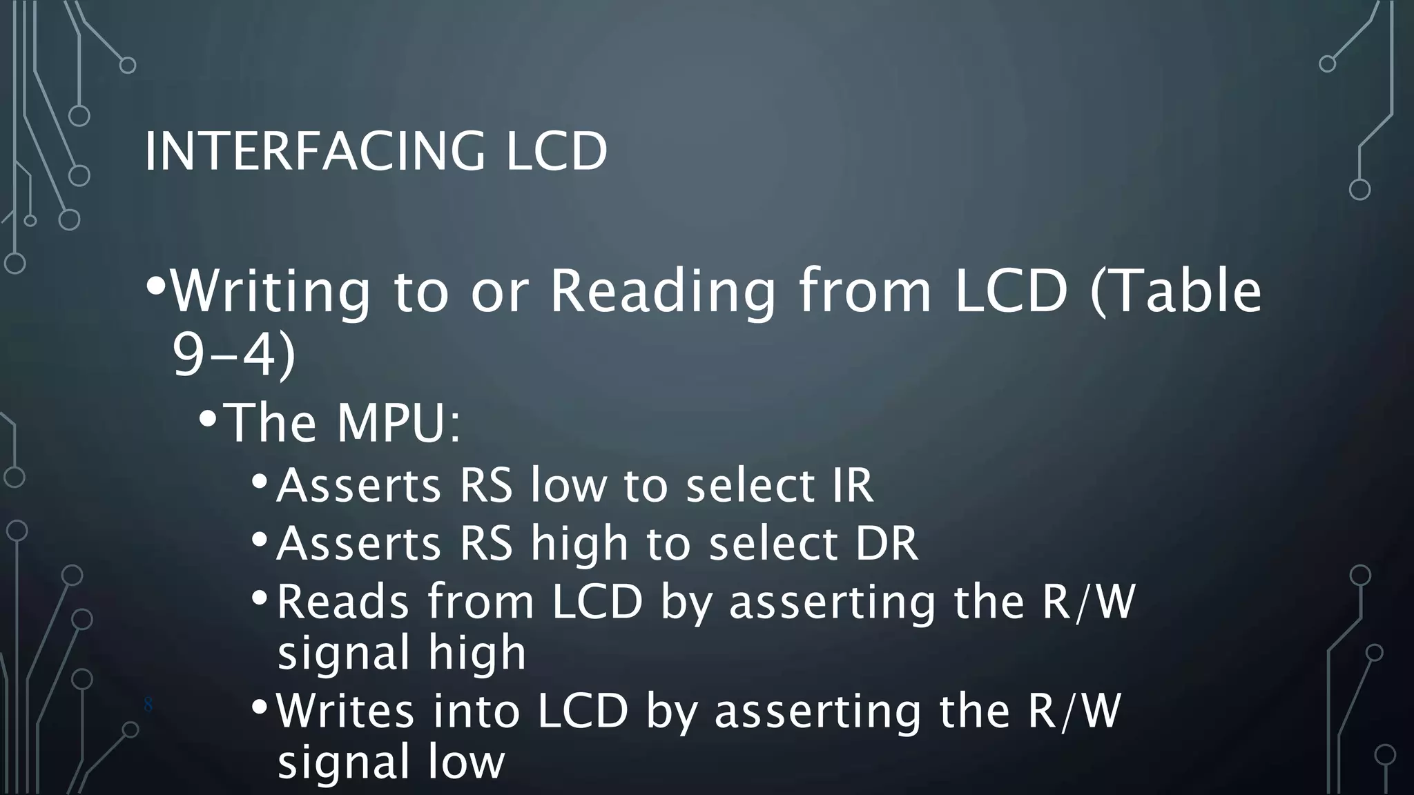 An application of 8085 register interfacing with LCD | PPTX