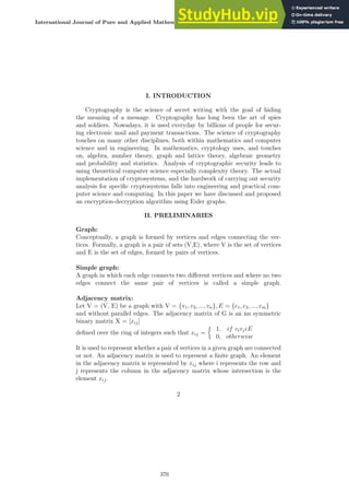 An Application Of Graph Theory In Cryptography | PDF