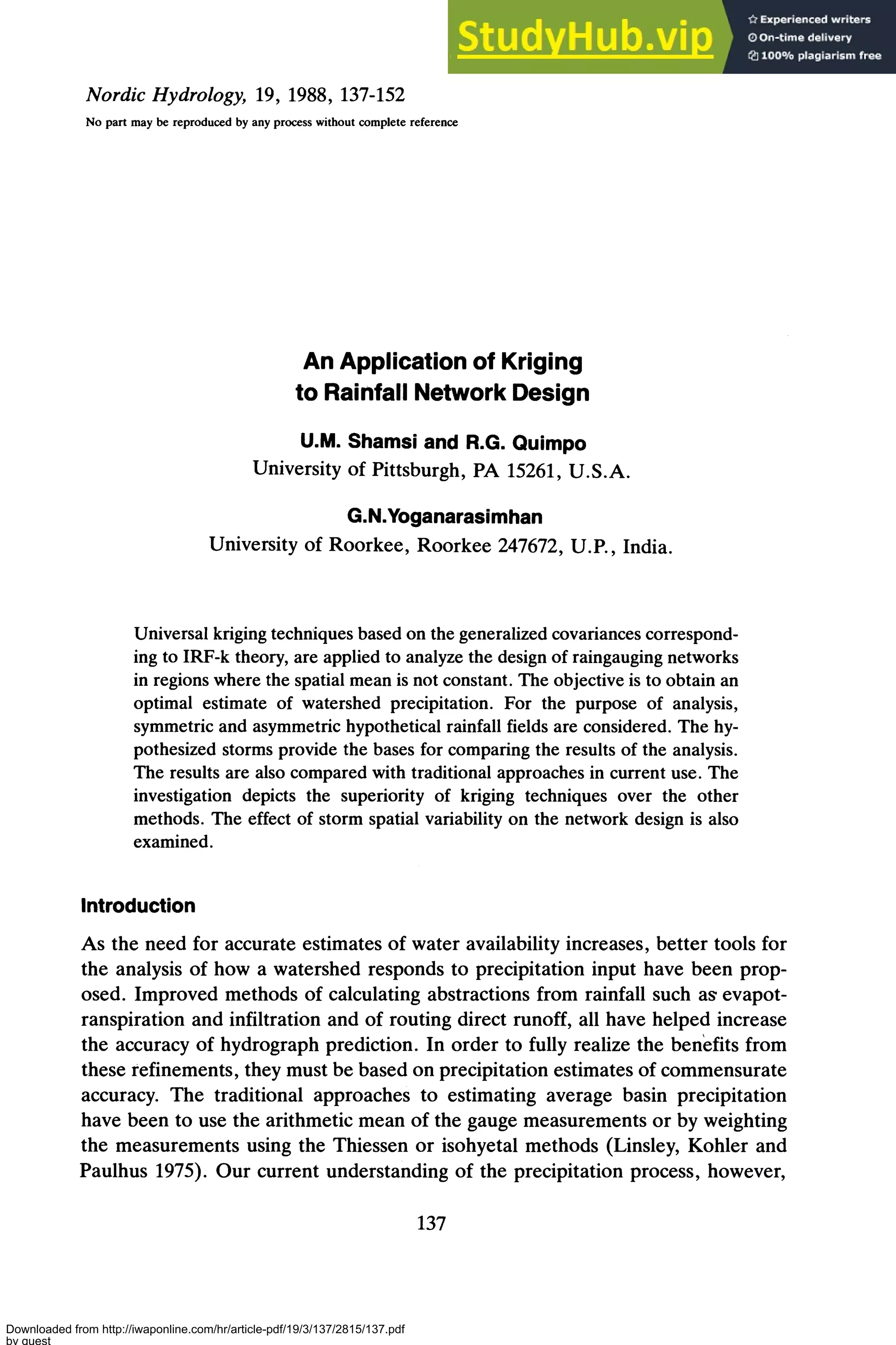 An Application Of Kriging To Rainfall Network Design | PDF