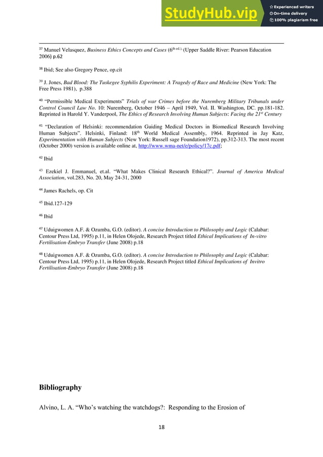 AN APPRAISAL OF ETHICAL ISSUES IN THE TUSKEGEE SYPHILIS STUDY | PDF