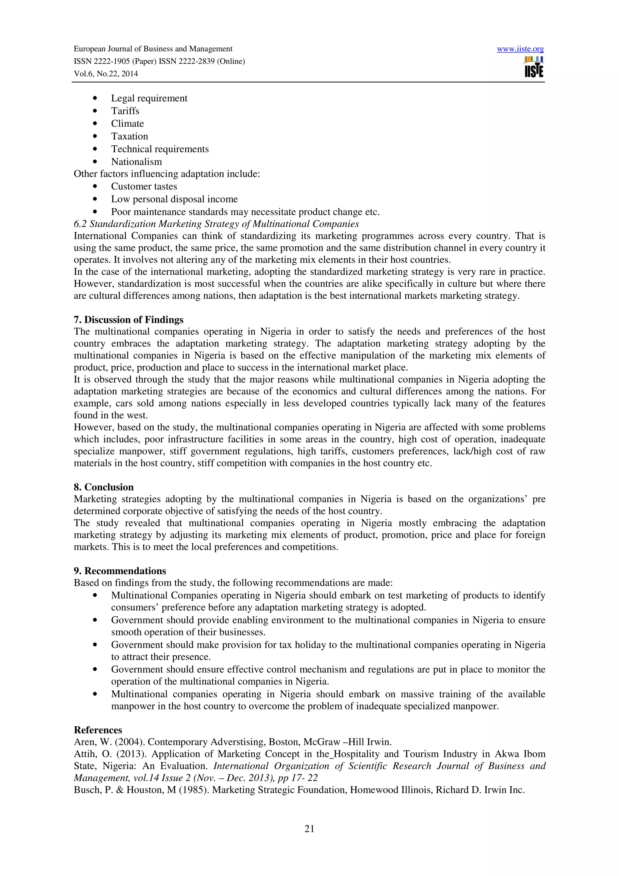 An appraisal of marketing strategies of the multinational companies in nigeria | PDF