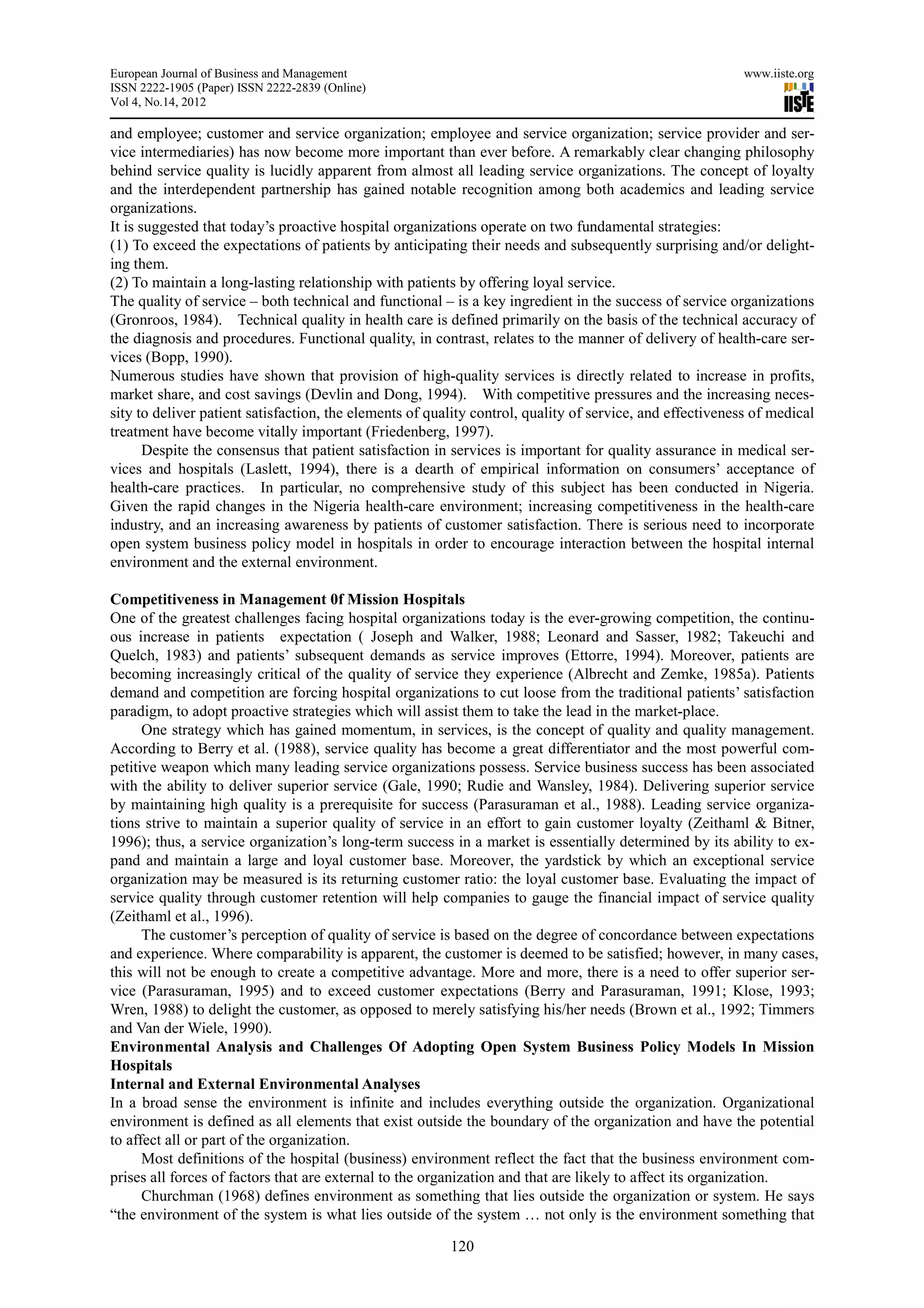 An appraisal of open system business policy model | PDF