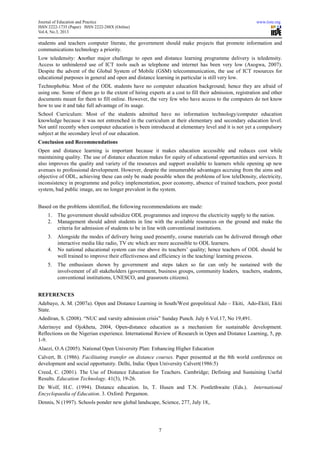 An appraisal of the open and distance learning programme in nigeria | PDF