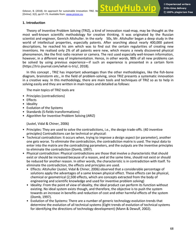 An Approach For Sustainable Innovation TRIZ | PDF