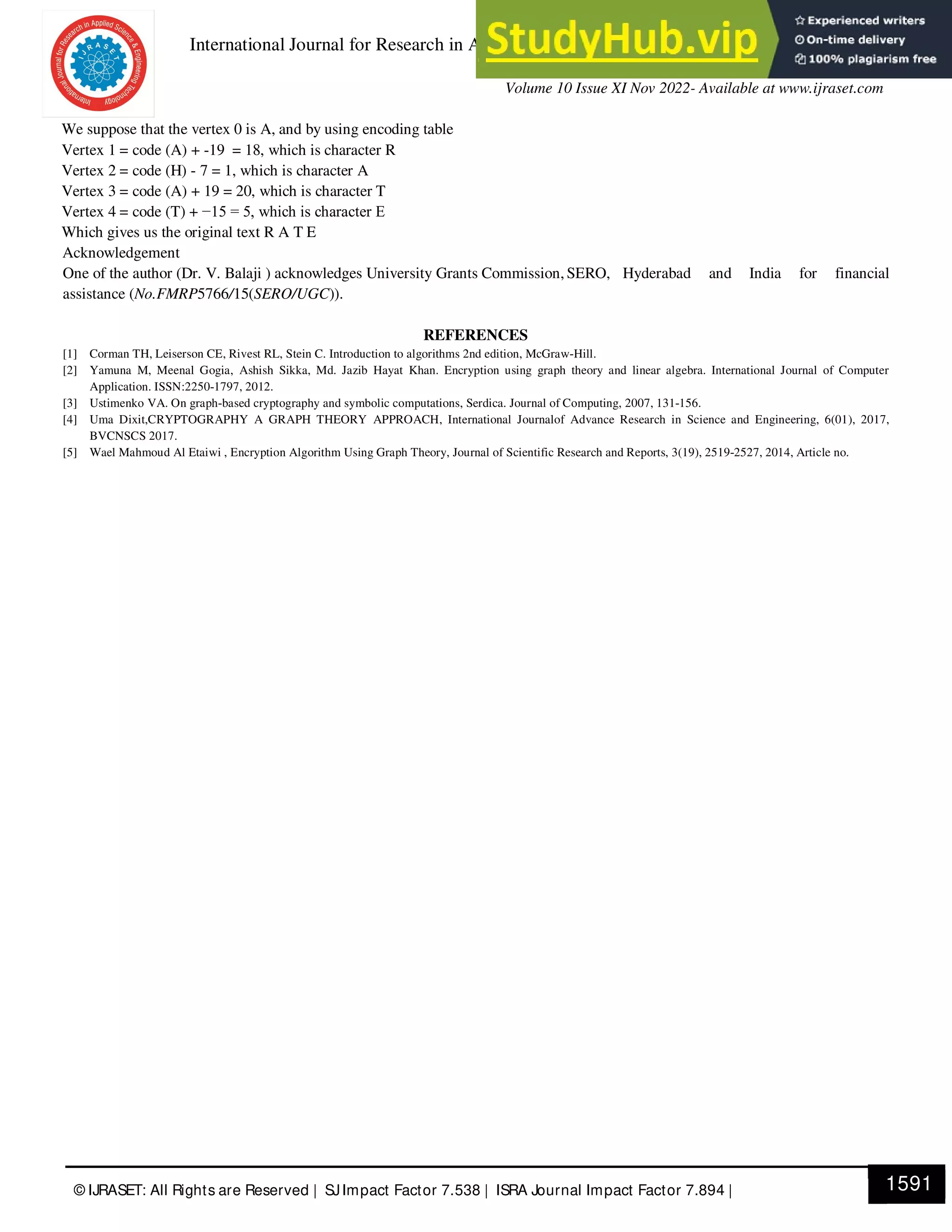 An Approach Of Graph Theory On Cryptography | PDF