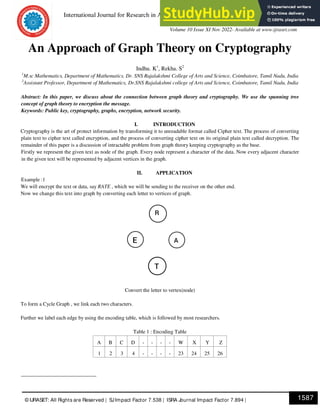 An Approach Of Graph Theory On Cryptography | PDF