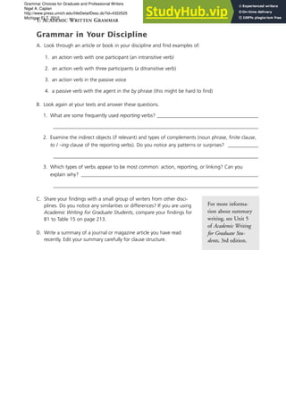 An Approach To Academic Written Grammar Grammar Choices For Graduate ...