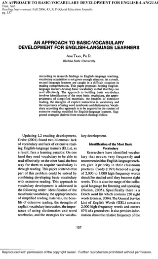 An Approach to Basic Vocabulary Development for English Language ...