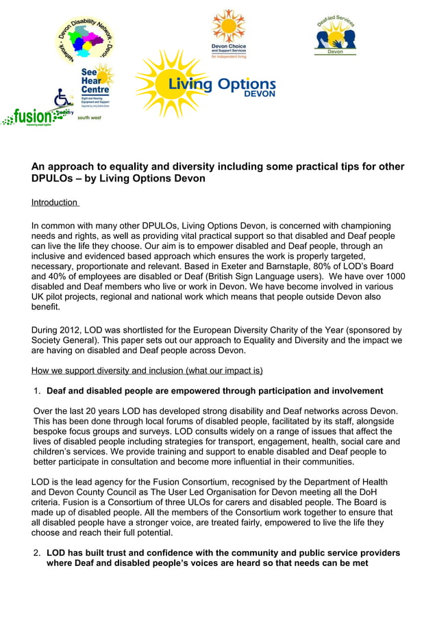 An approach to equality and diversity, including practical tips (by ...