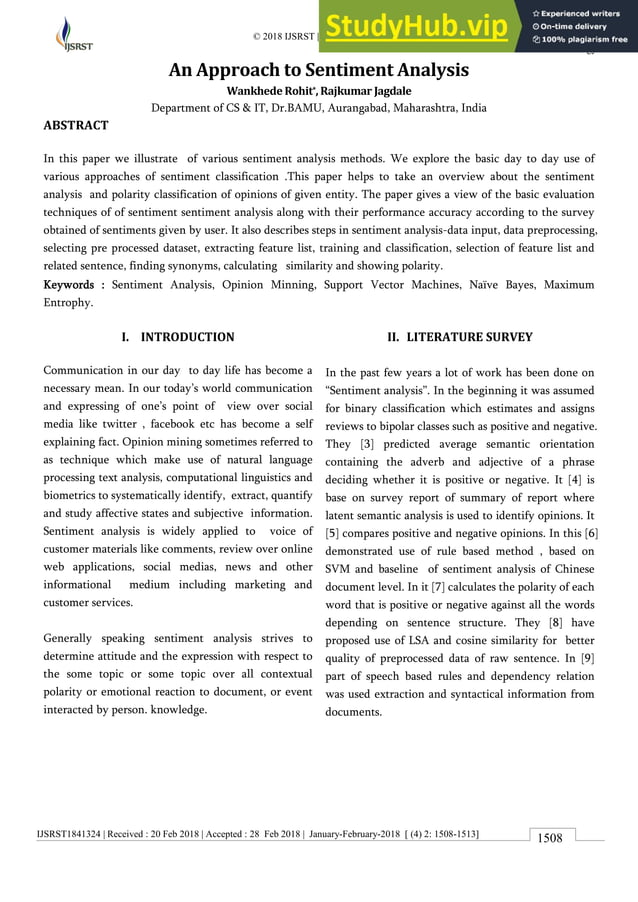 An Approach To Sentiment Analysis | PDF