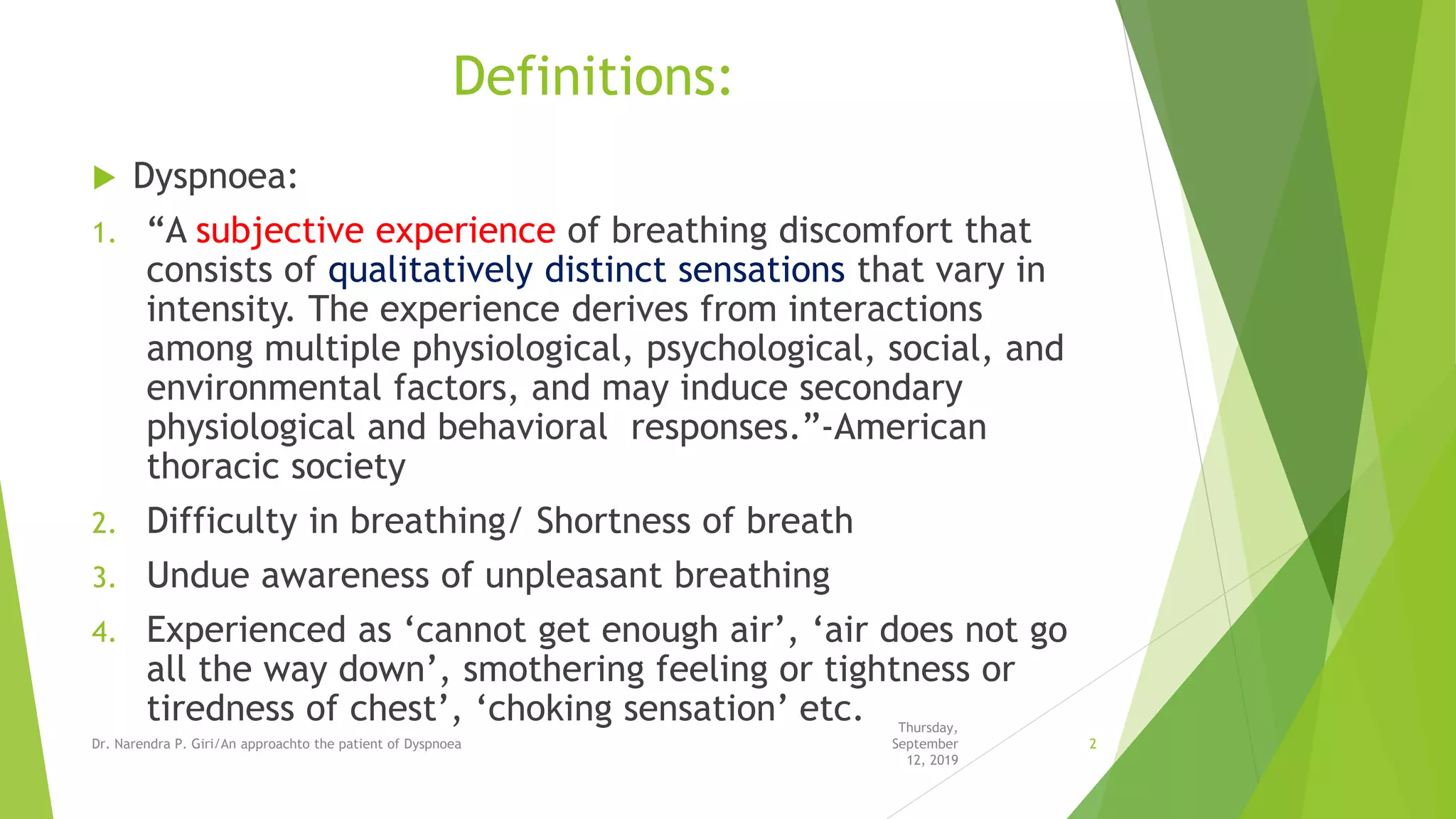 An approach to the patient of dyspnoea | PDF