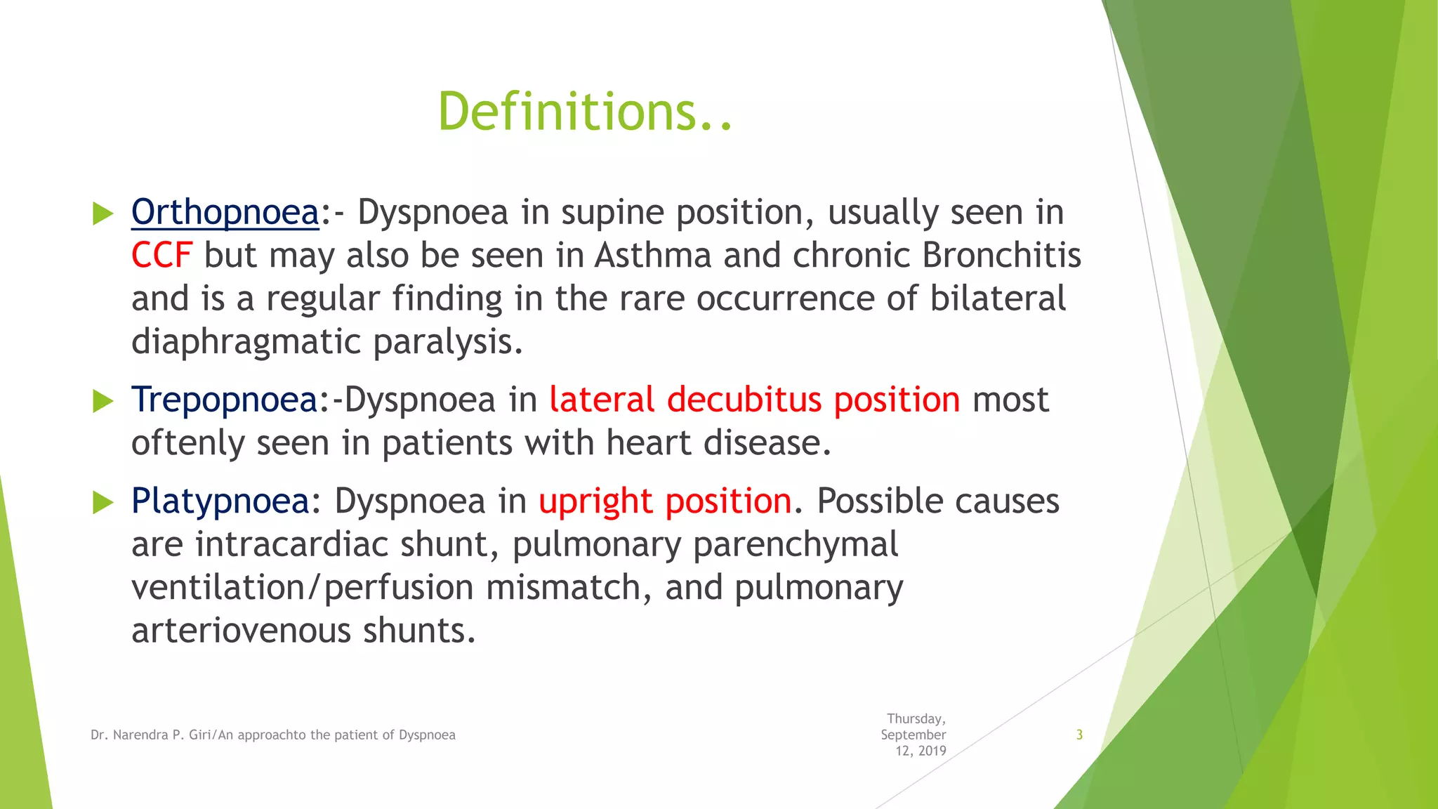 An approach to the patient of dyspnoea | PDF