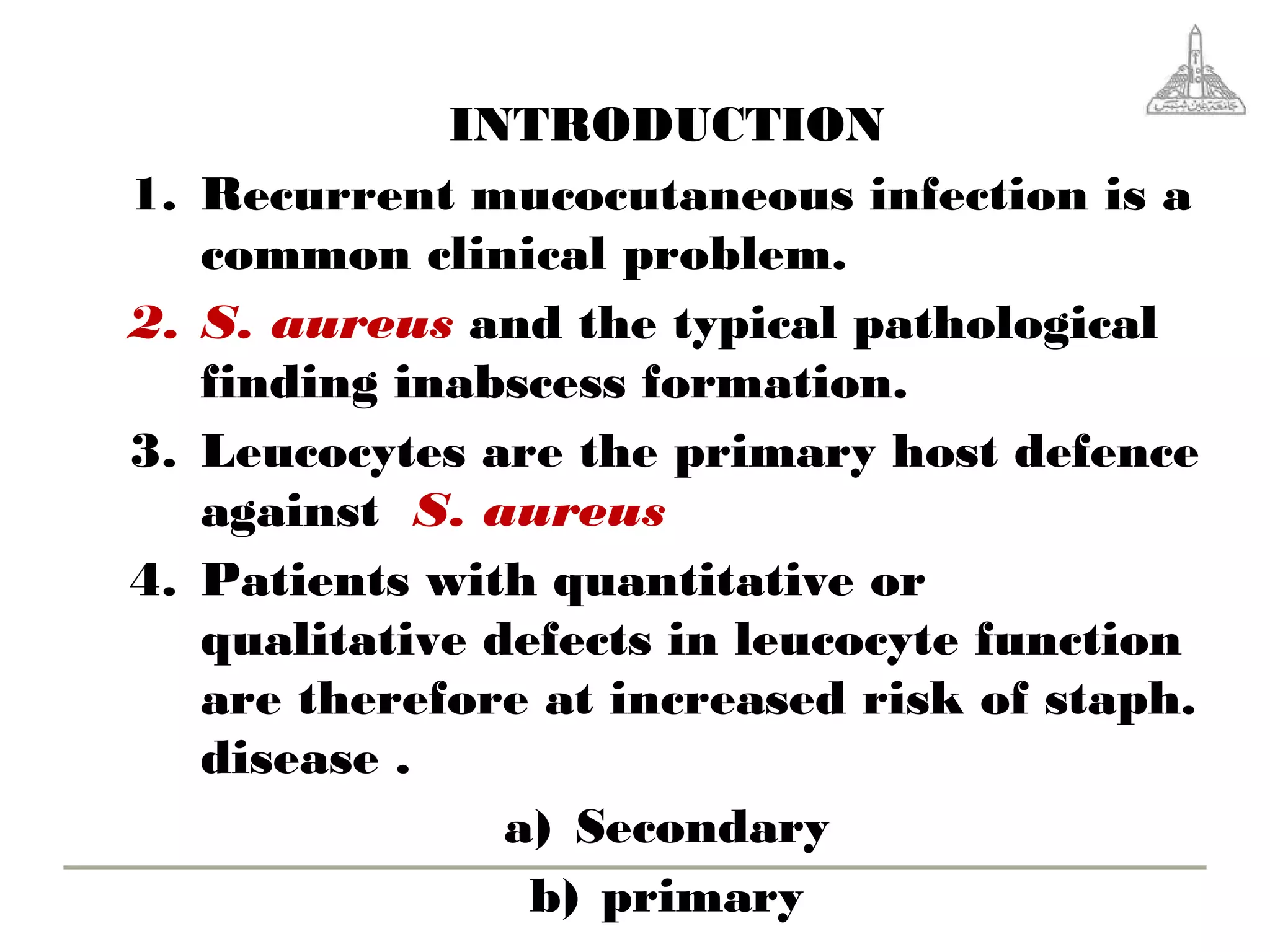 An approach to the patient with recurrent skin abscesses | PPT