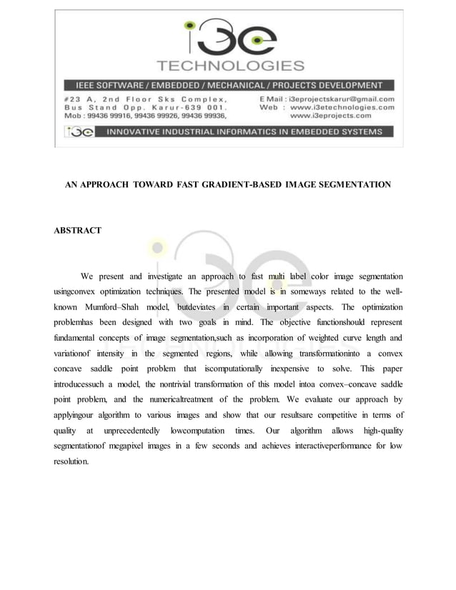 An approach toward fast gradient based image segmentation | PDF