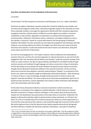 Anarchism And Nationalism | PDF